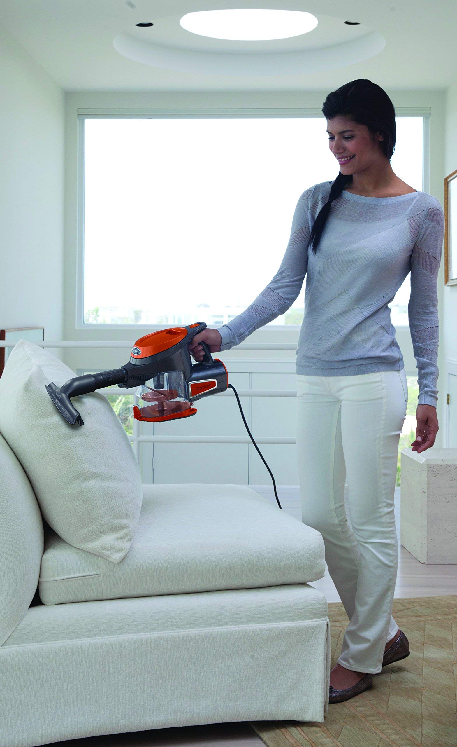 Shark Rocket HV302 Ultra-Light Corded Bagless Vacuum for Carpet and Hard Floor Cleaning with Swivel Steering, Orange (Renewed)