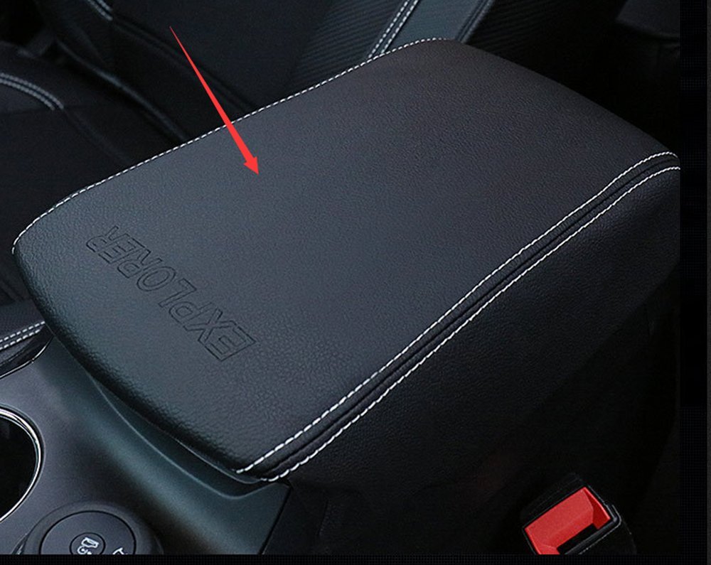 Salusy Center Console Armrest Storage Box Leather Protector Cover Compatible with Ford Explorer 2011 2012 2013 2014 2015 2016 2017 2018 2019
