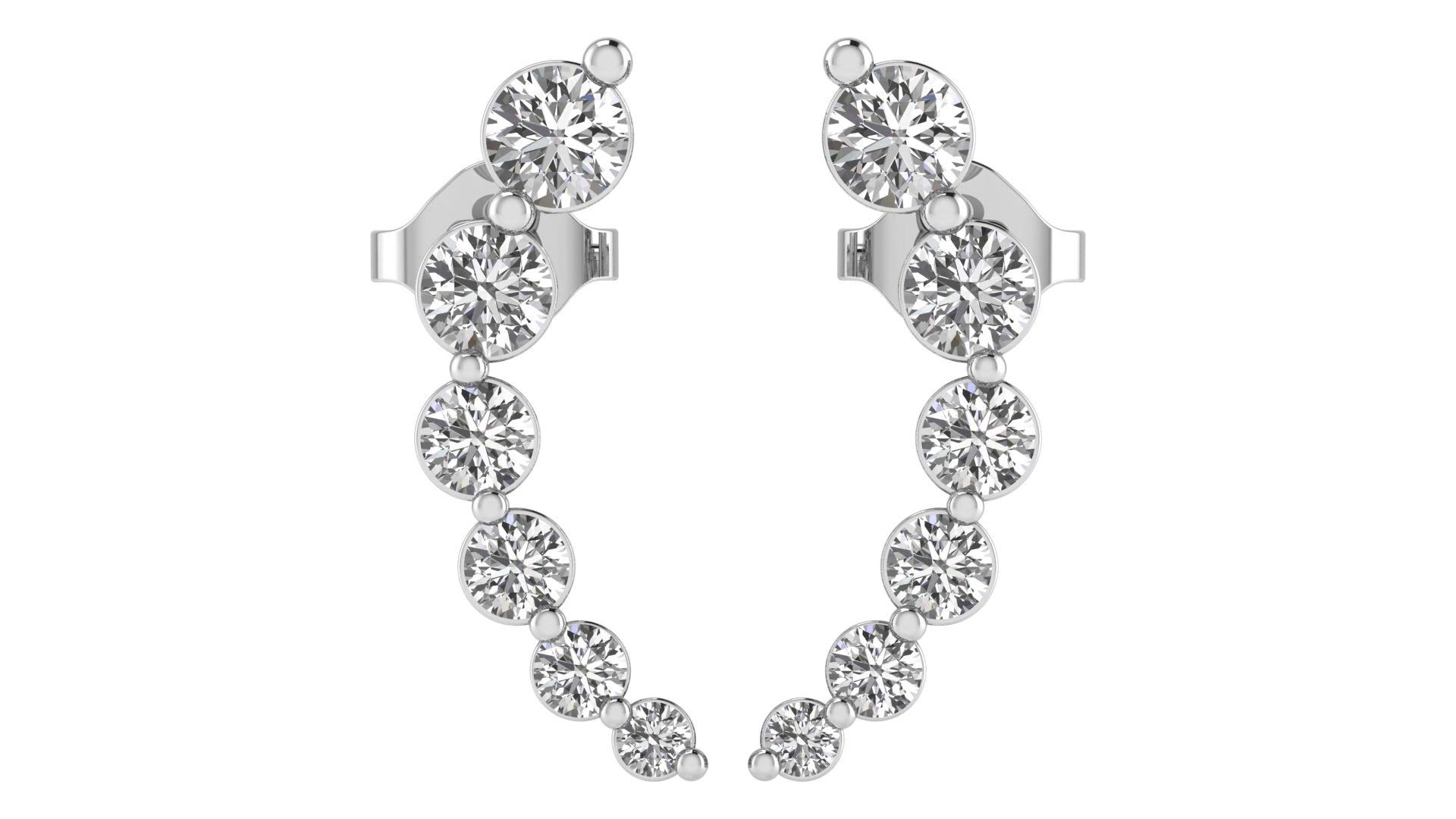 TwoBirch 925 Sterling Silver Earring Crawler Ear Climber Cubic Zirconia Earrings
