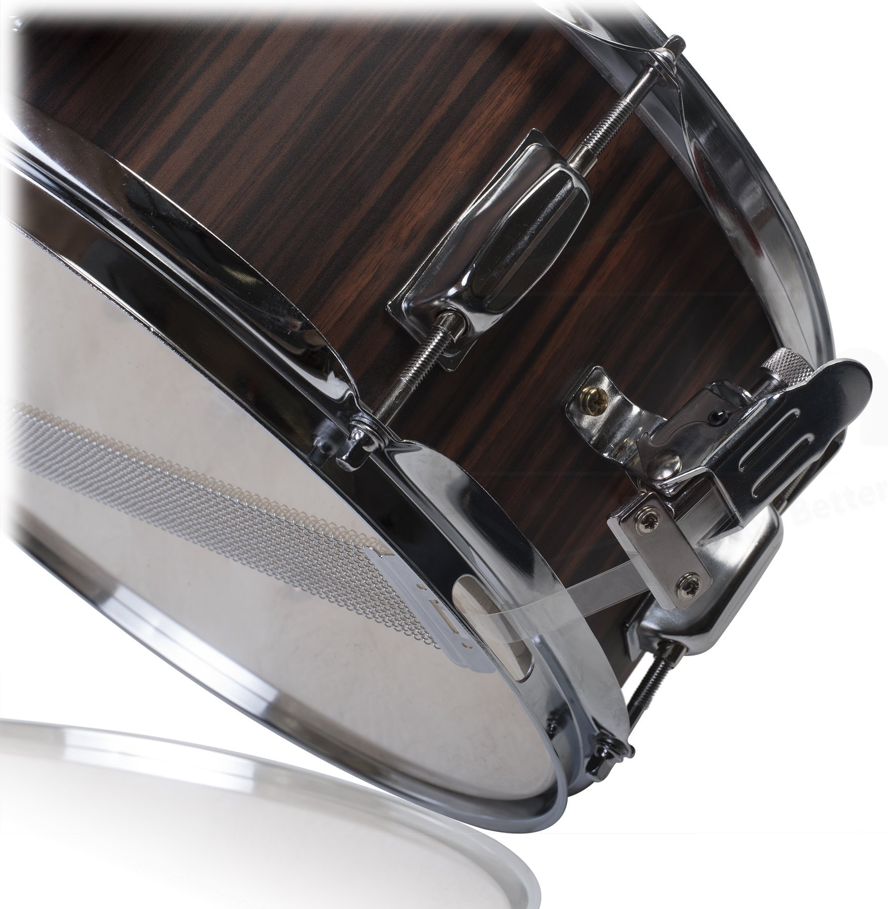Snare Drum by GRIFFIN | 14" x 5.5" Black Hickory PVC & Coated Head on Poplar Wood Shell | Acoustic Marching Percussion Instrument Set, Drummers Key, 8 Metal Tuning Lugs & Snare Strainer Throw Off Kit