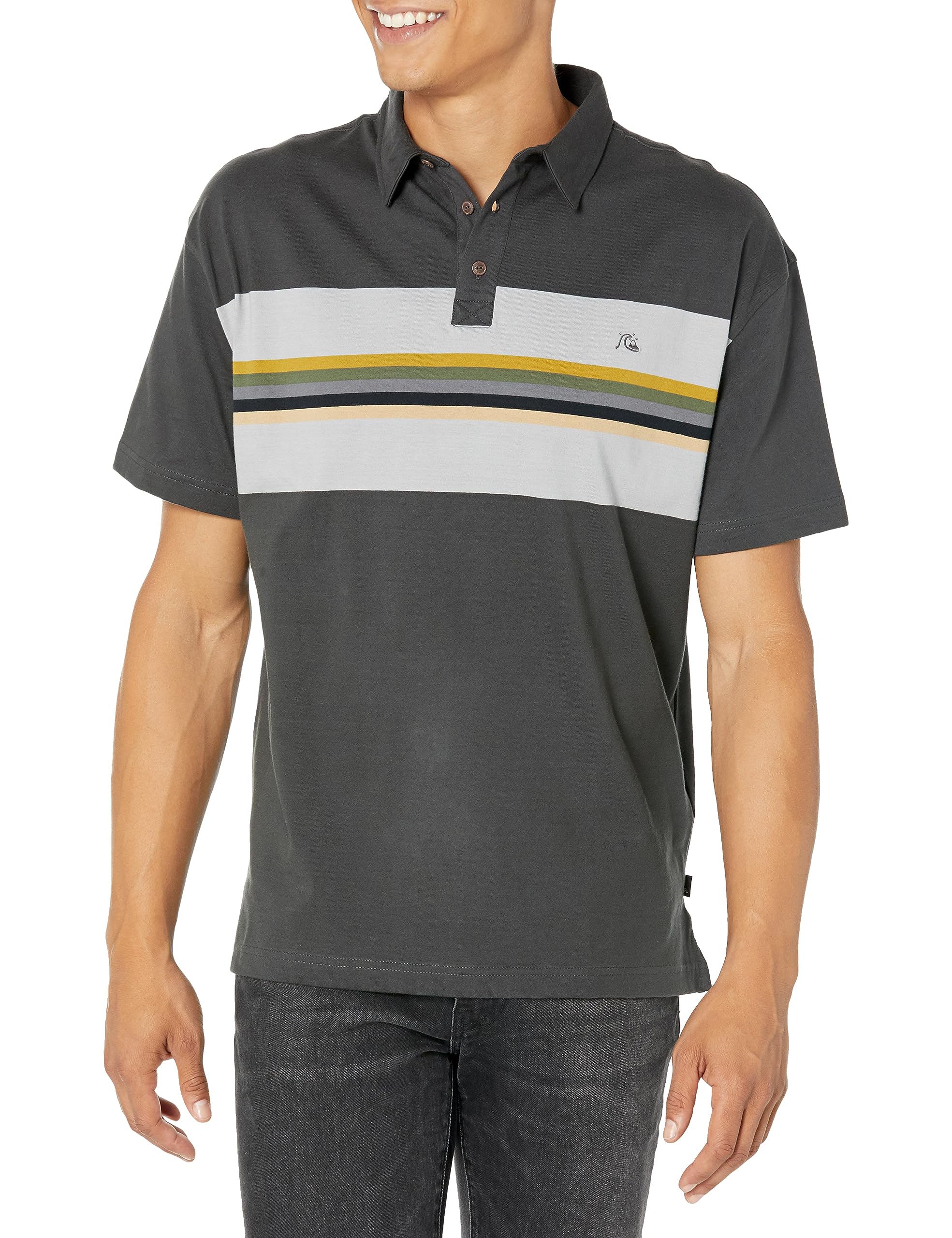 Quiksilver Men's Collared Polo Shirt, Alloy Days Black 233