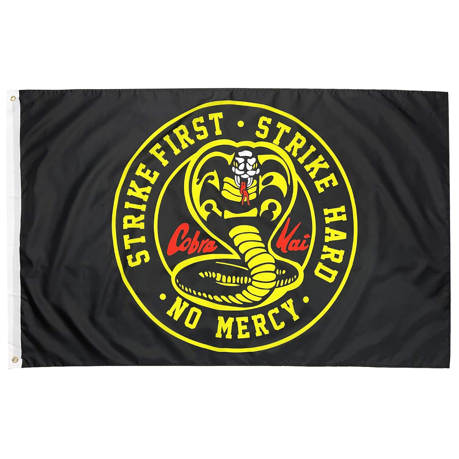 WYFGL 3×5 Ft Cobra Kai Strike First Karate Kid Flag The Karate Kid with Brass Grommets 100D Double Stitched Banner Decor