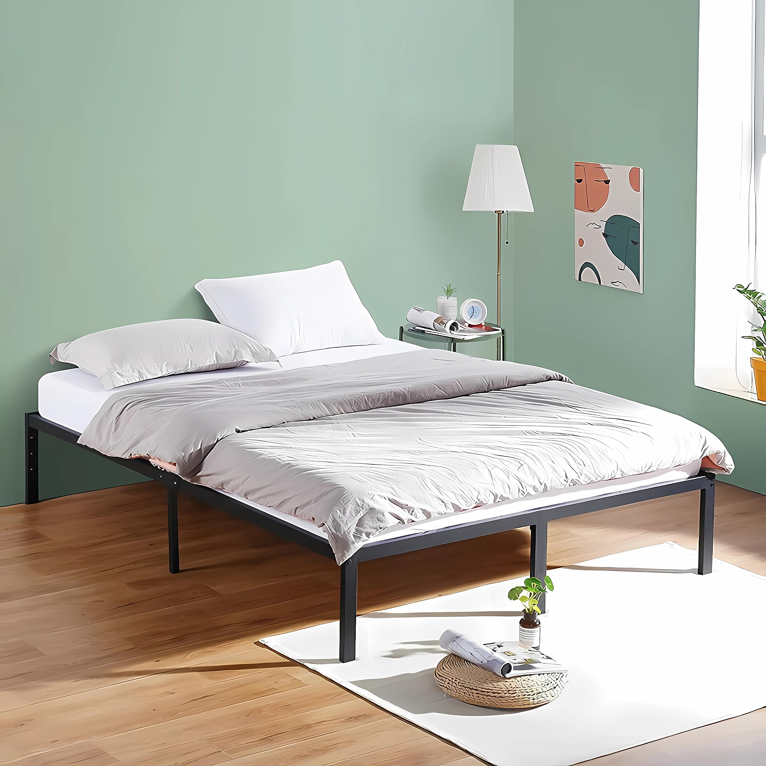 rosyclo Queen Bed Frame, 14 Inch Heavy Duty Mattress Foundation Metal Platform Bed Frames No Box Spring Needed, Sturdy Steel Frame, Underbed Storage (14 Inch, Queen)