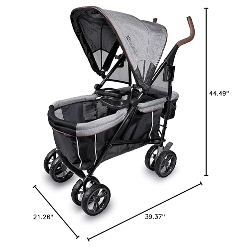 Summer Infant 3Dlite Wagon Convenience Lightweight Stroller for Infants, Accommodates up to 50 Pounds and Holds 2 Children, Black/Gray