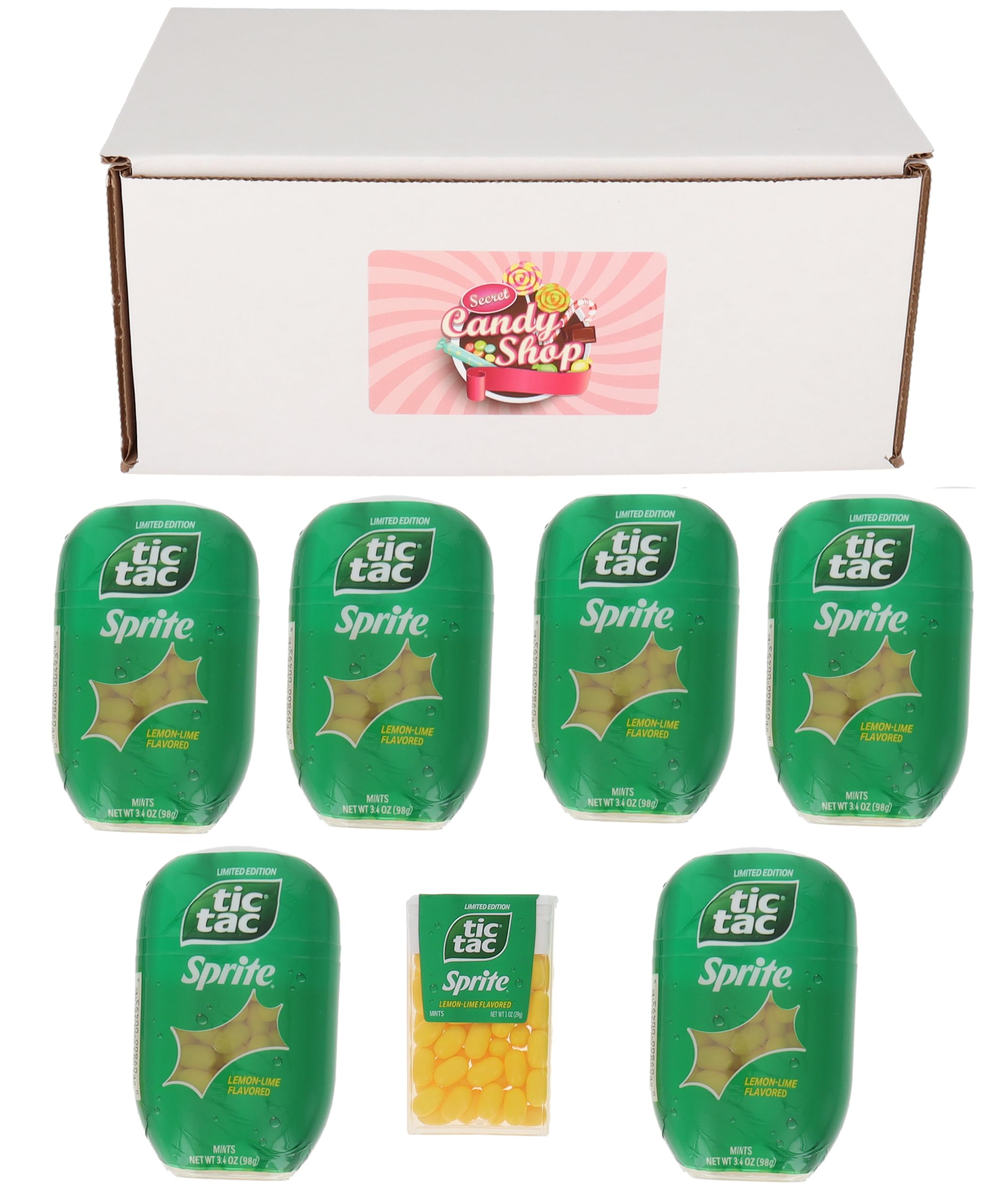 SECRET CANDY SHOP Tic Tac Mints Sprite Flavor Limited Edition 3.4oz (Pack of 6) + Free 1oz Pack