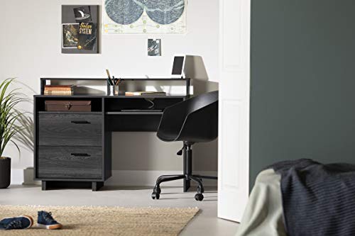 South Shore Fynn Computer, Small Desk, Gray Oak