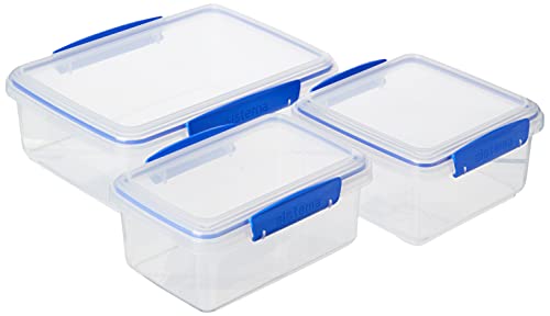 Sistema 16-Piece Food Storage Containers with Lids for Lunch, Meal Prep, and Leftovers, Dishwasher Safe, Clear/Blue
