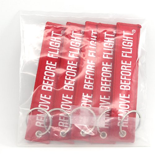 Rotary13B1 Remove Before Flight Key Chain - 5 Pack Red with White Letters