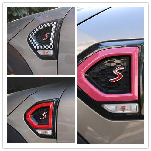 Side Scuttle Lamp Light Pattern Fender Panel Frame Cover Case Cap Trim ABS for Mini Cooper S F60 Countryman (Union Jack Red)