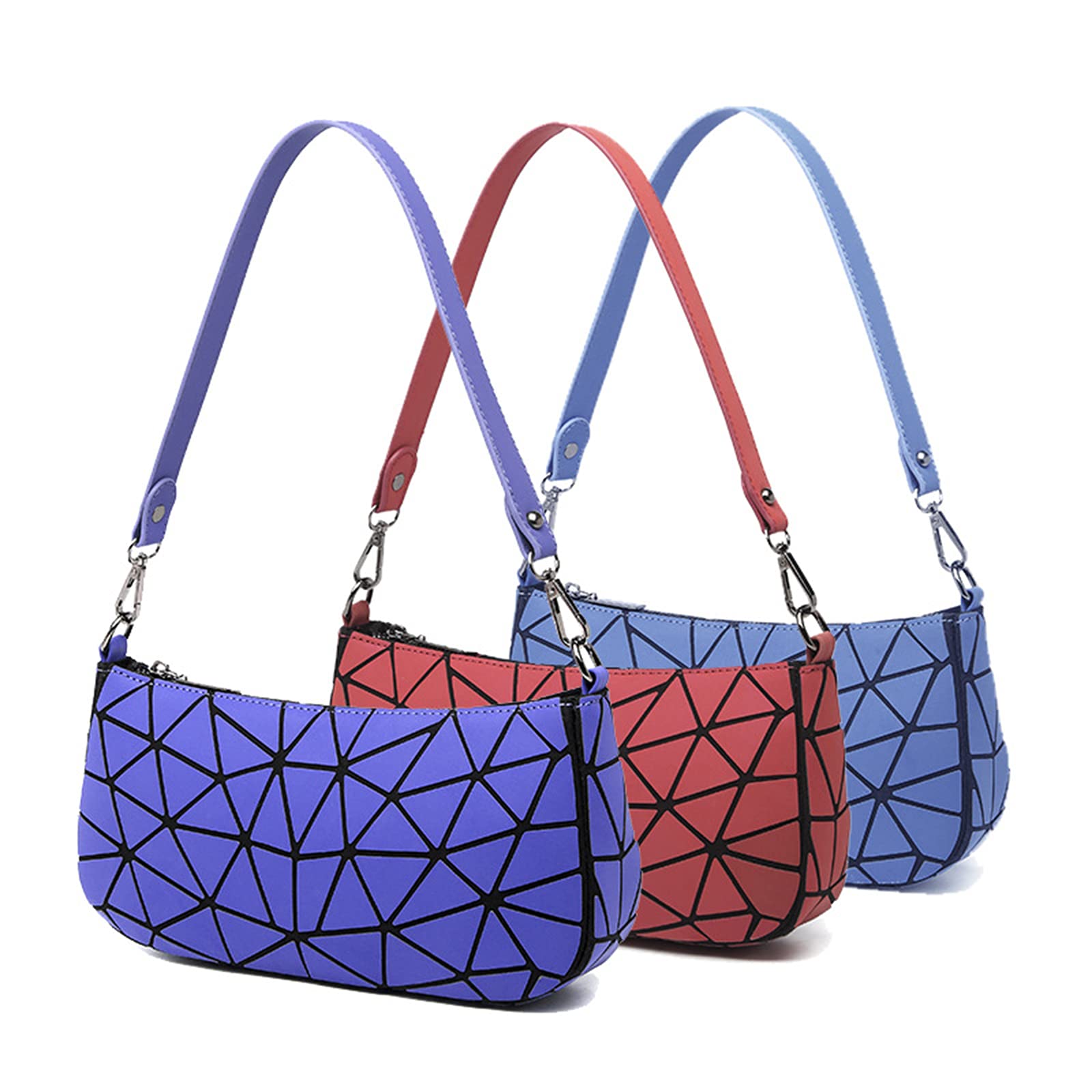Women Luminous Small Shoulder bag Mini Geometric Small Clutch Crossbody Bag (Red)