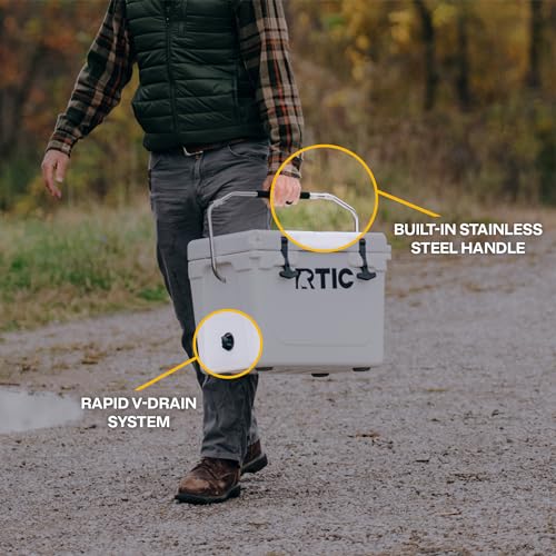 RTIC 20 QT Ultra-Tough Cooler Hard Insulated Portable Ice Chest Box for Beach, Drink, Beverage, Camping, Picnic, Fishing, Boat, Barbecue, Tan