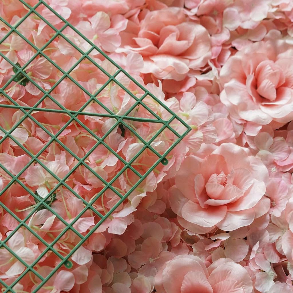 Tableclothsfactory 4 Pack 11 Sq ft. UV Protected Wine 3D Silk Rose & Hydrangea Flower Panel Wall Mat for DIY Party Centerpieces Decor