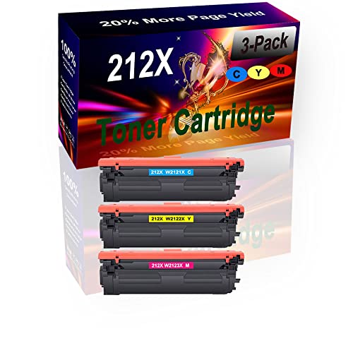SINIYA 3-Pack (C+Y+M) Compatible M555dn M554dn M555x MFP M578f M578dn MFP M578c M578z Printer Toner Cartridge Replacement for 212X W2121X W2122X W2123X Printer Toner Cartridge
