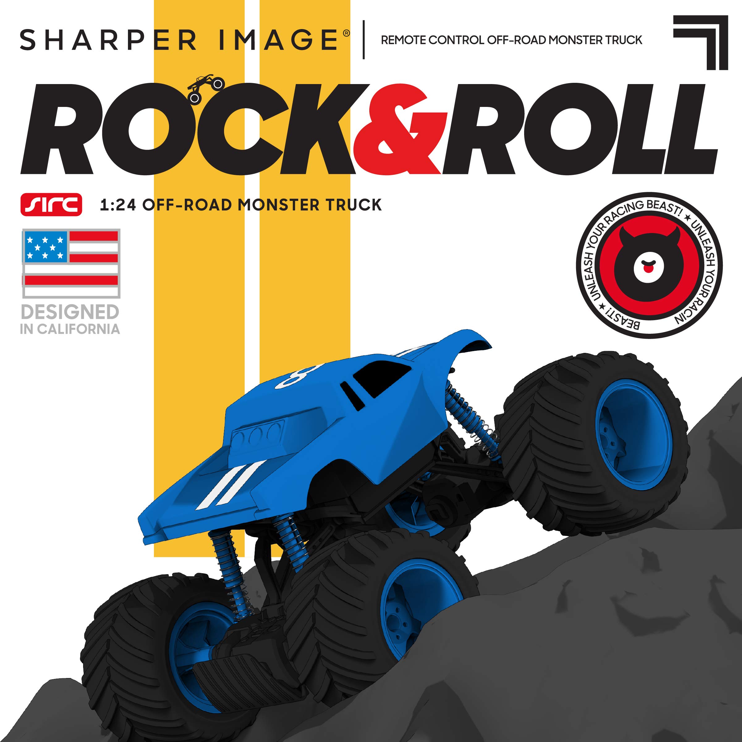 Sharper Image Remote Control Mini Monster Rockslide Truck, 1:24 Scale, 27 MHz, Blue