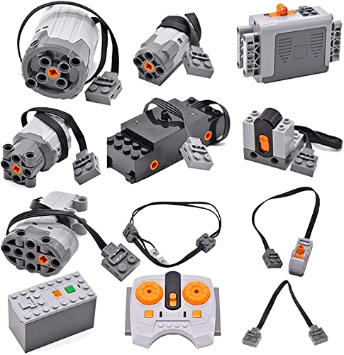 SEEMEY 32Pcs Power Function Kit Set Motor Battery Infrared-Remote-Control Receiver Train Adjustable Speed Motor Parts, Motor Power Change Parts compatible with mainbrands Technic-parts