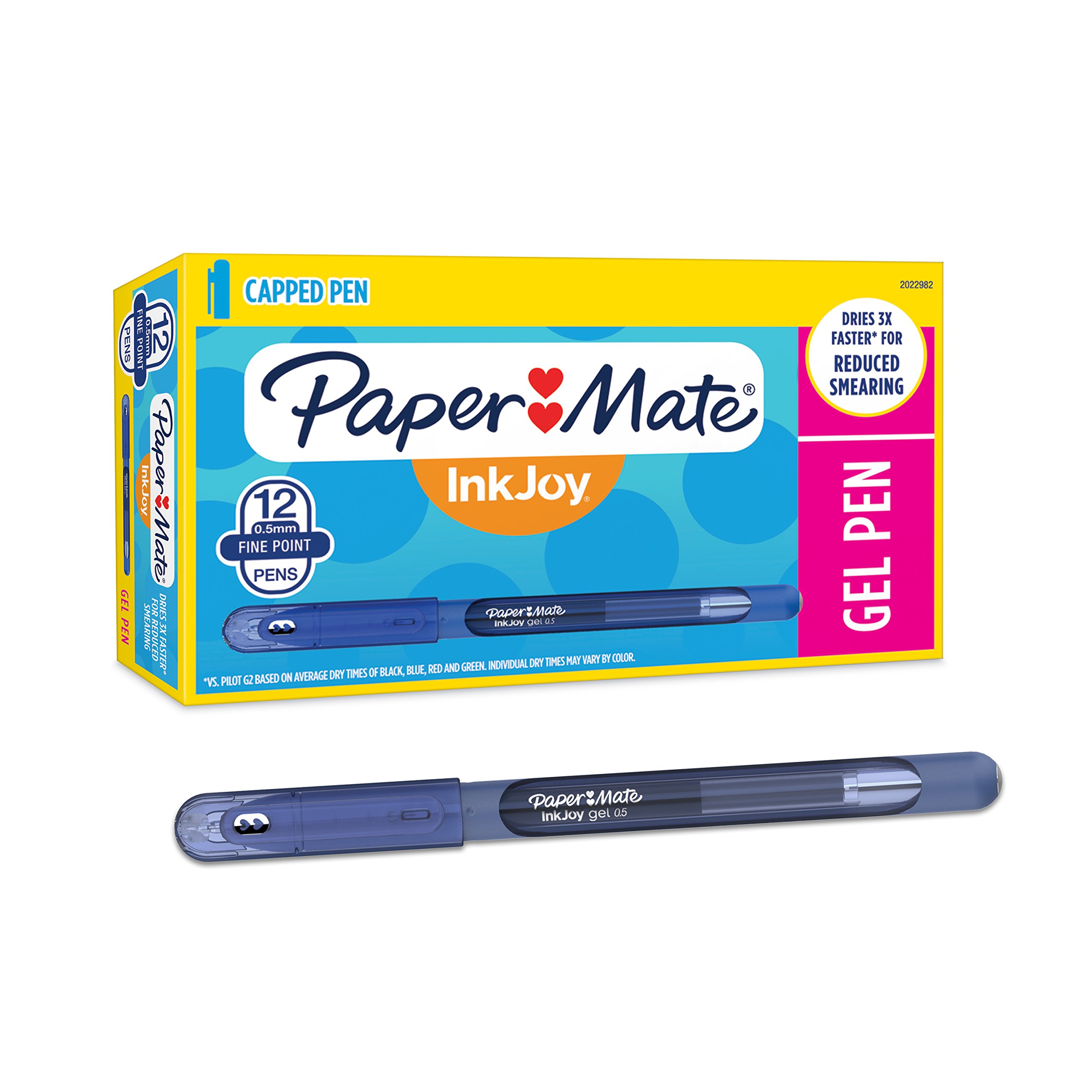 Paper Mate InkJoy Gel Pens, Fine Point (0.5mm) Capped, 12 Count, Dark Blue (2022982)