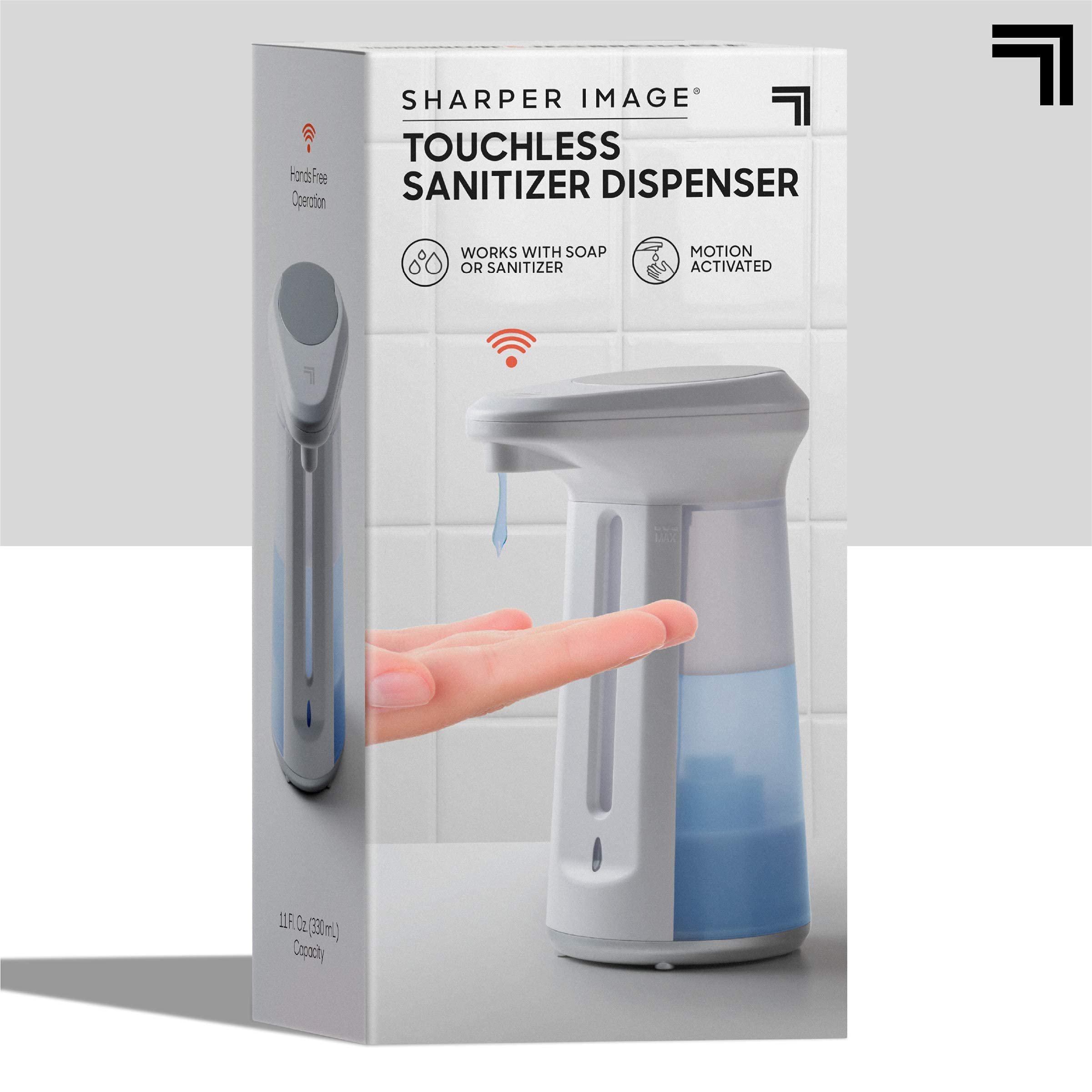SHARPER IMAGE Touchless Soap Dispenser, Motion Activated Pump for Soap and Hand Sanitizer, Adjustable Dispensing Volume, Battery Operated Hands Free