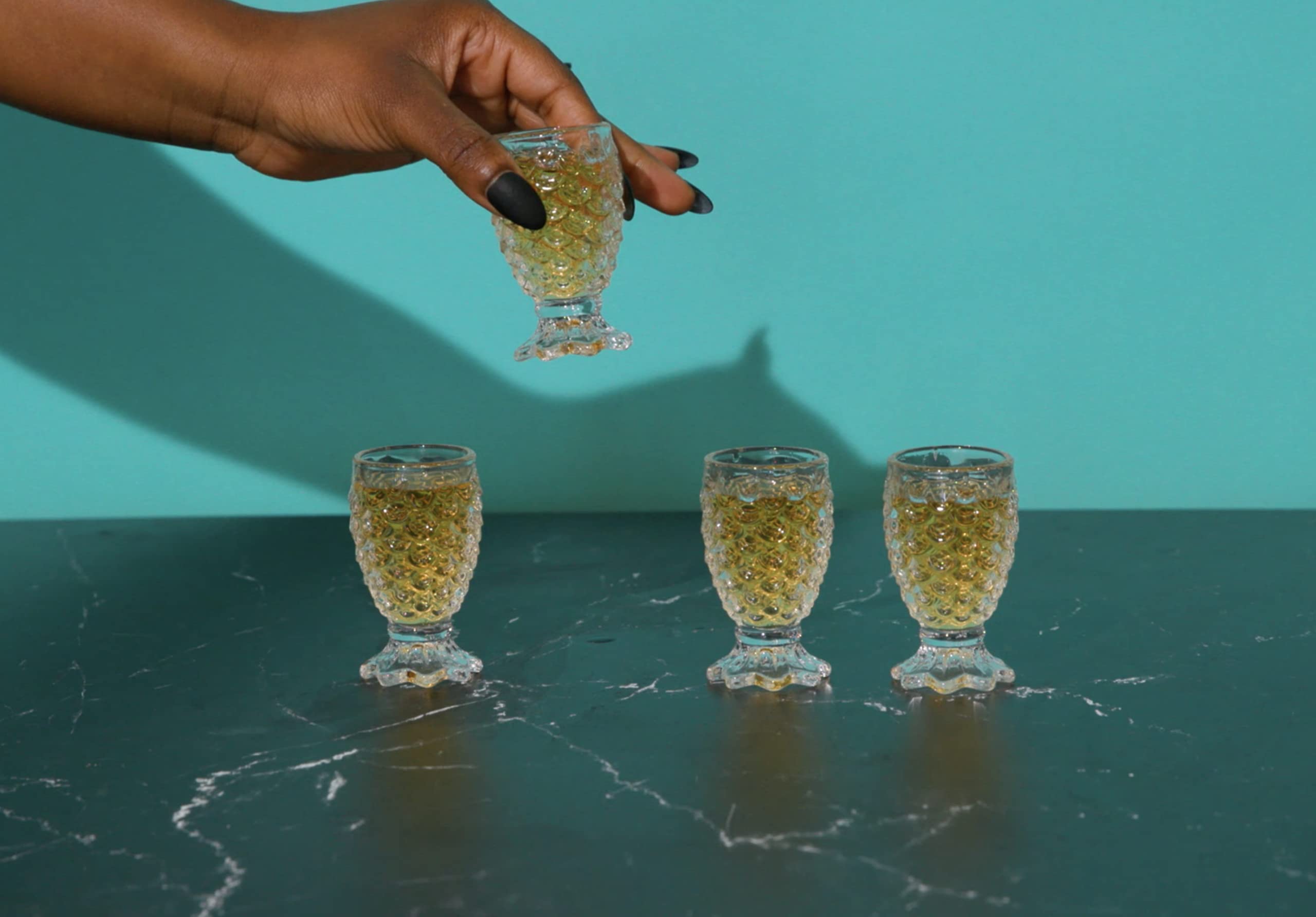 Twos Company Pineapple Party Set of 4 Shot Glasses in Gift Box - Glass