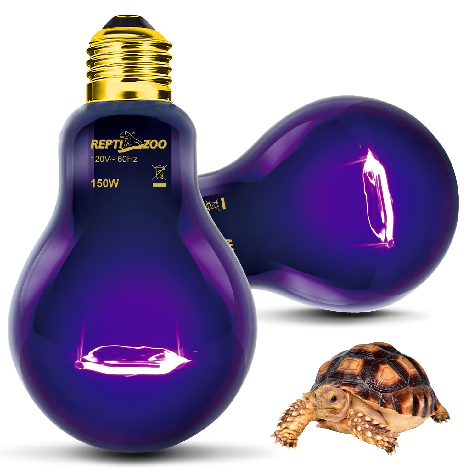 REPTIZOO 2PCS Reptile Heat Lamp, 150W Night Heat Lamp Moonlight Bulb Purple Infrared Heating Lamp Simulate Natural Moonlight Night Heat Bulb for Reptile Amphibian