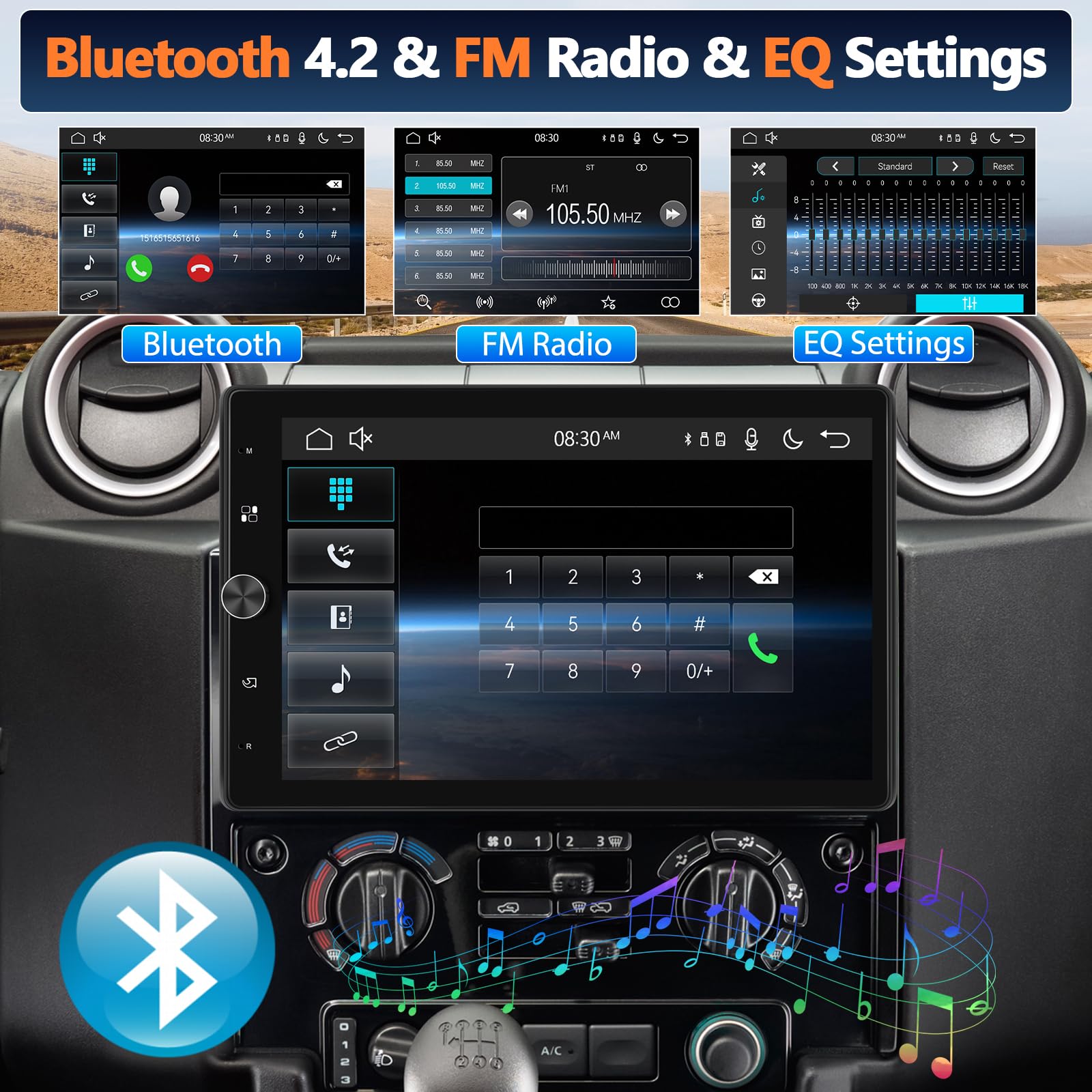 Single Din Apple Carplay Car Stereo with Android Auto, 10.4β Rotatable Vertical Touchscreen Bluetooth Car Radio with Mirror Link | Voice Control | FM Radio | 16-band EQ | USB | TF | AUX+Backup Camera