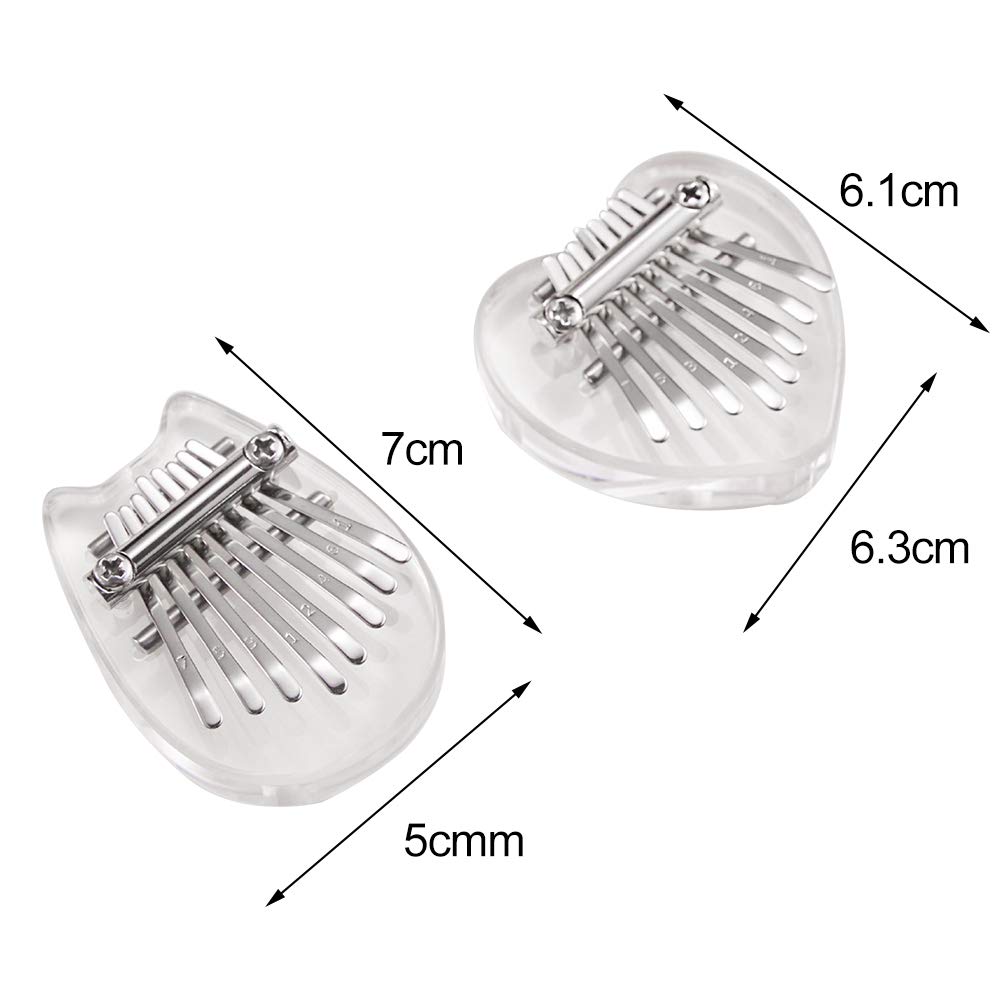 Thumb Piano, Portable Cute Mini Kalimba Beginner Musical Instrument | 8 Keys Transparent Acrylic Handheld Keyboard Pocket Finger Pendant for Children Gift