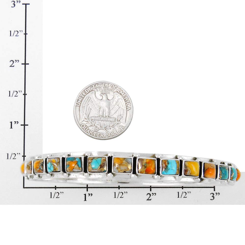 Stackable Turquoise Bangle Bracelet Sterling Silver 925 Genuine Turquoise (Turquoise)
