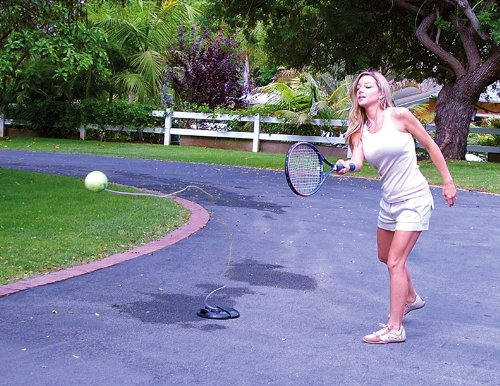 SKLZ Dual Swivel Tennis Ball Launcher, Multipurpose Trainer, 15-Foot Kinetic Cord, Ages 7 and Up