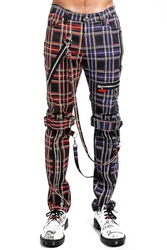 Tripp NYC Split Leg Bondage Pants [Black/Purple Plaid] 36