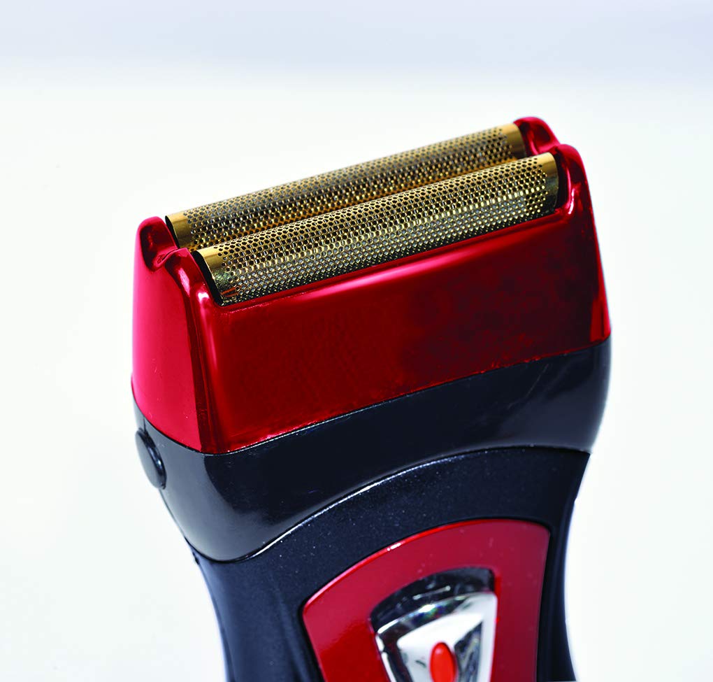 Red Dual Foil Cordless Shaver For Men - Double Head Electric Rechargeable Travel 2 Dimensional Floating Blade System with Double Foils And Pop Up Beard Trimmer