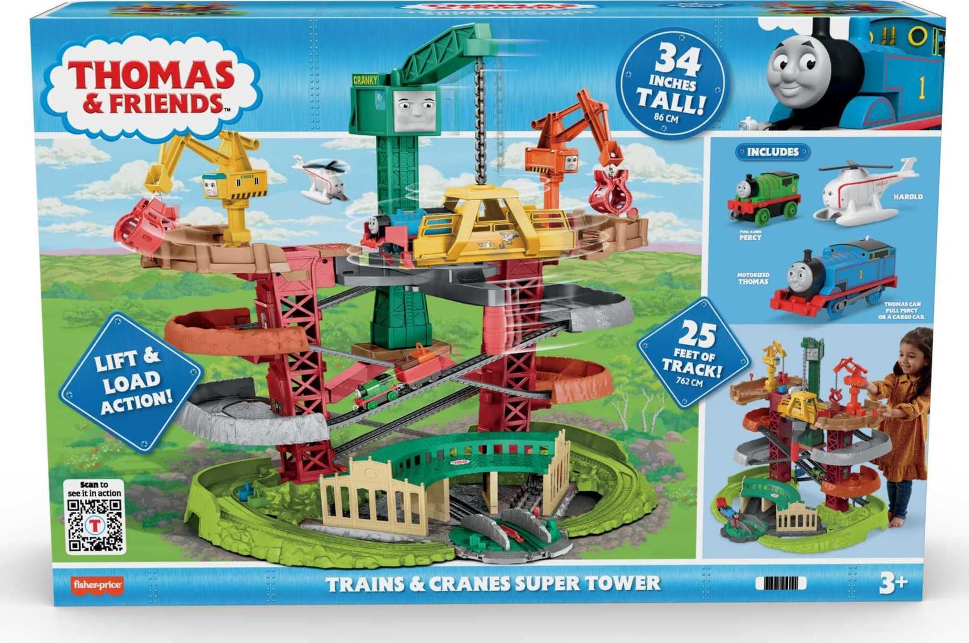 Thomas & Friends Multi-Level Toy Track Set, Trains & Cranes Super Tower with Thomas & Percy Engines for Preschool Kids Ages 3+ Years (Amazon Exclusive)