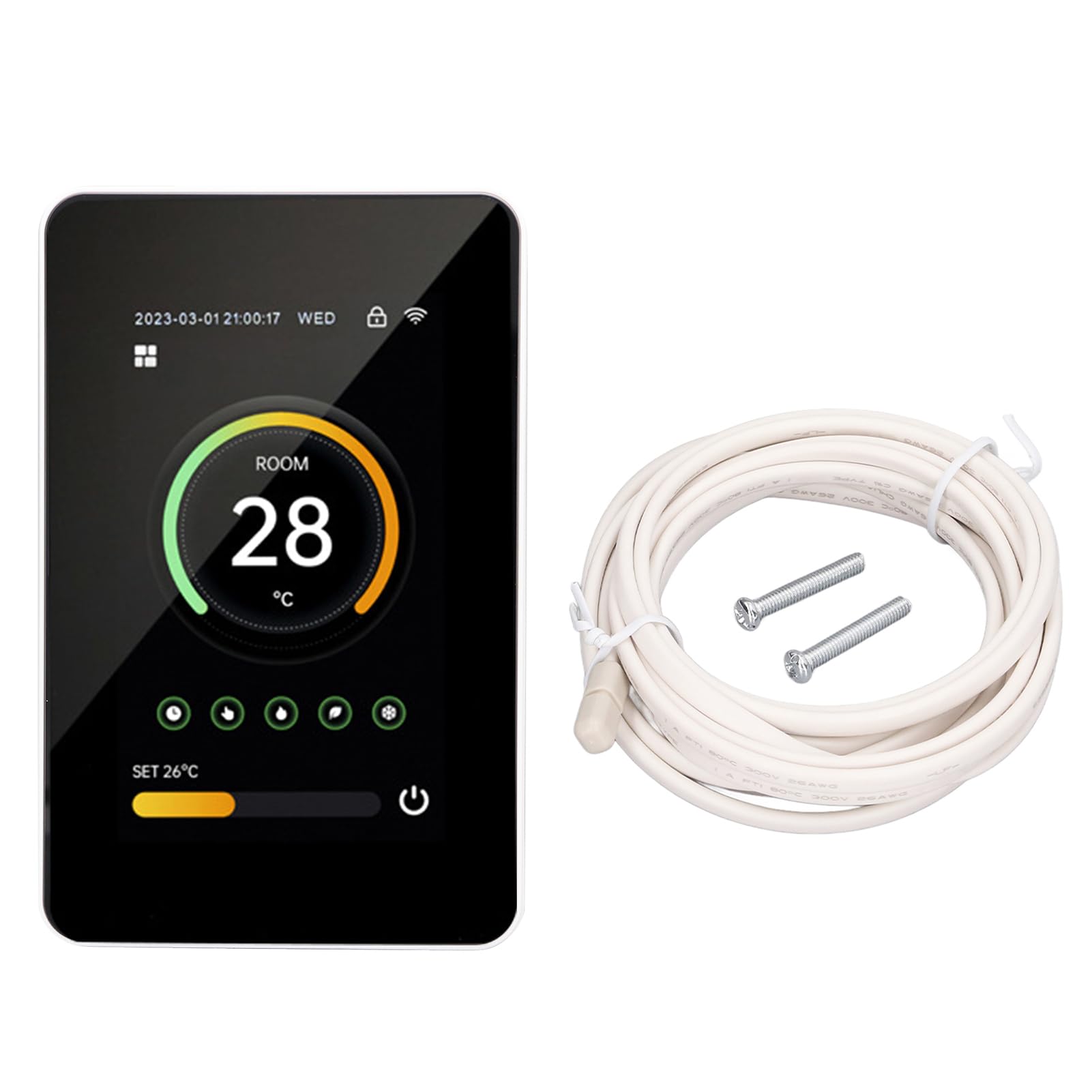 Smart WiFi Thermostat, 100‑250VAC Prevent Freezing App Control Smart WiFi Thermostat with Screws for Floor Heating (3A)