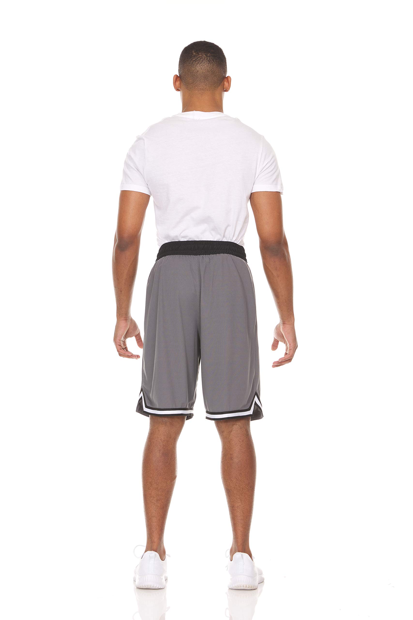 Spalding Mens Rise Basketball Short, 10" Inseam, Concrete, L