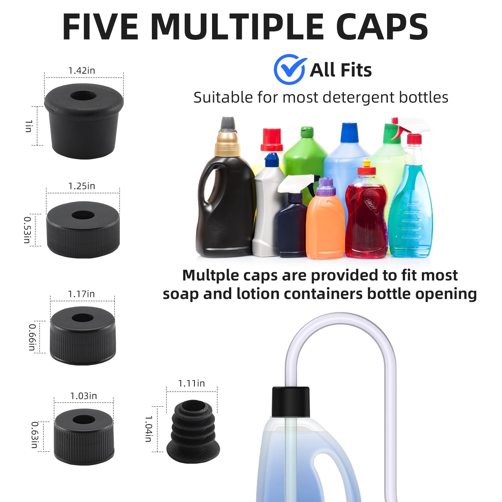 Sink Soap Dispenser Extension Tube Kit, 47" Under Counter Gappo Soap Dispenser Tube with Upgraded Metal Check Valve for Kitchen Sink, Never Fill The Little Bottle Again White