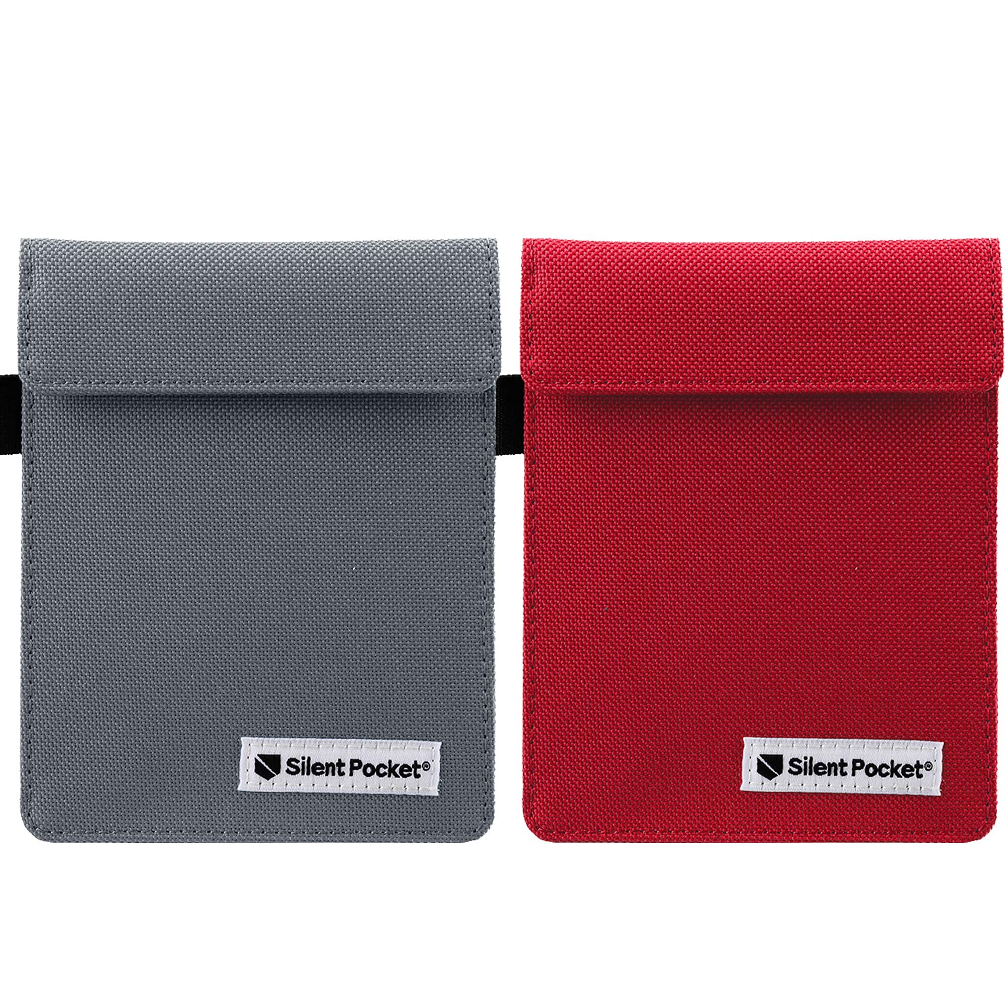 Silent Pocket Signal Blocking Car Anti Theft Device Shielding Faraday Key Fob Case Bundle (Charcoal Grey and Red)