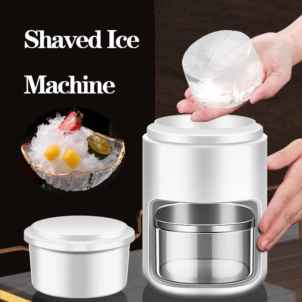 Shaved Ice Snow Cone Machine Portable Ice Crusher Manual Crushed Ice Crusher Shaver with Ice Bowl Ice Shaver Machine for Home Use,Slushie Machine with Ice Cube Tray