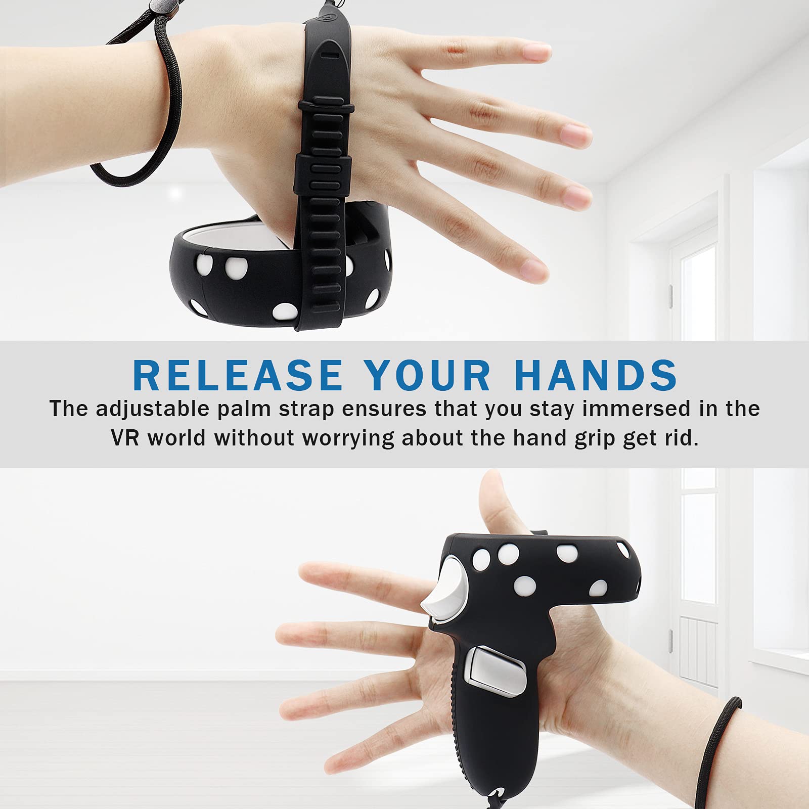 Silicone Touch Controller Grip Cover & Face Cover for Oculus Quest 2, Soft Silicone VR Cover, Protect Face Non-Slip Hold Wrist Adjustable Strap Sweatproof Oculus Quest 2 Accessories Kit
