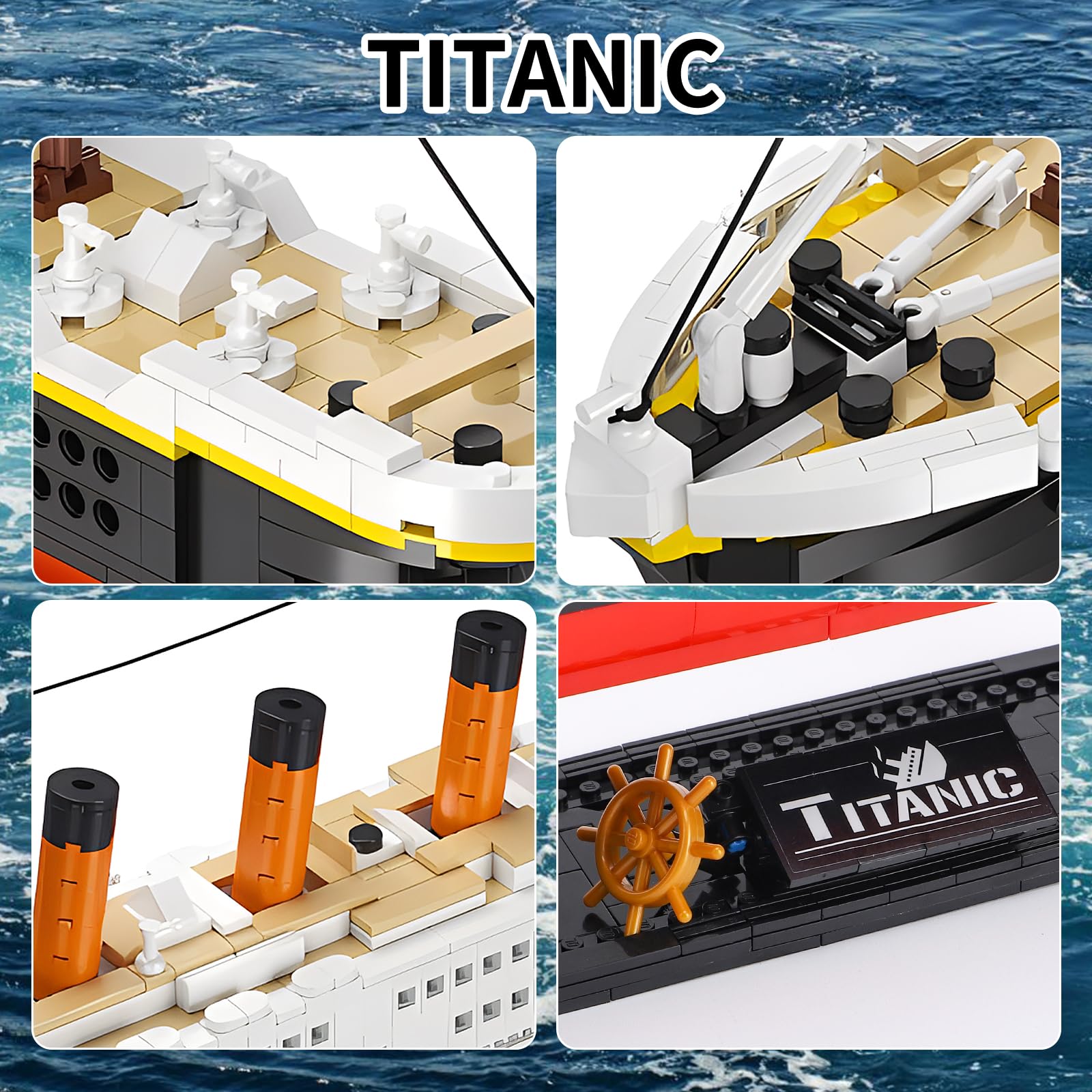 RSDHFLY Titanic Model Building Blocks Set,1288 Pieces Titanic Cruise Ship Model Building Set Toys,a DIY Bricks for Adults and Toys Gifts for Kids