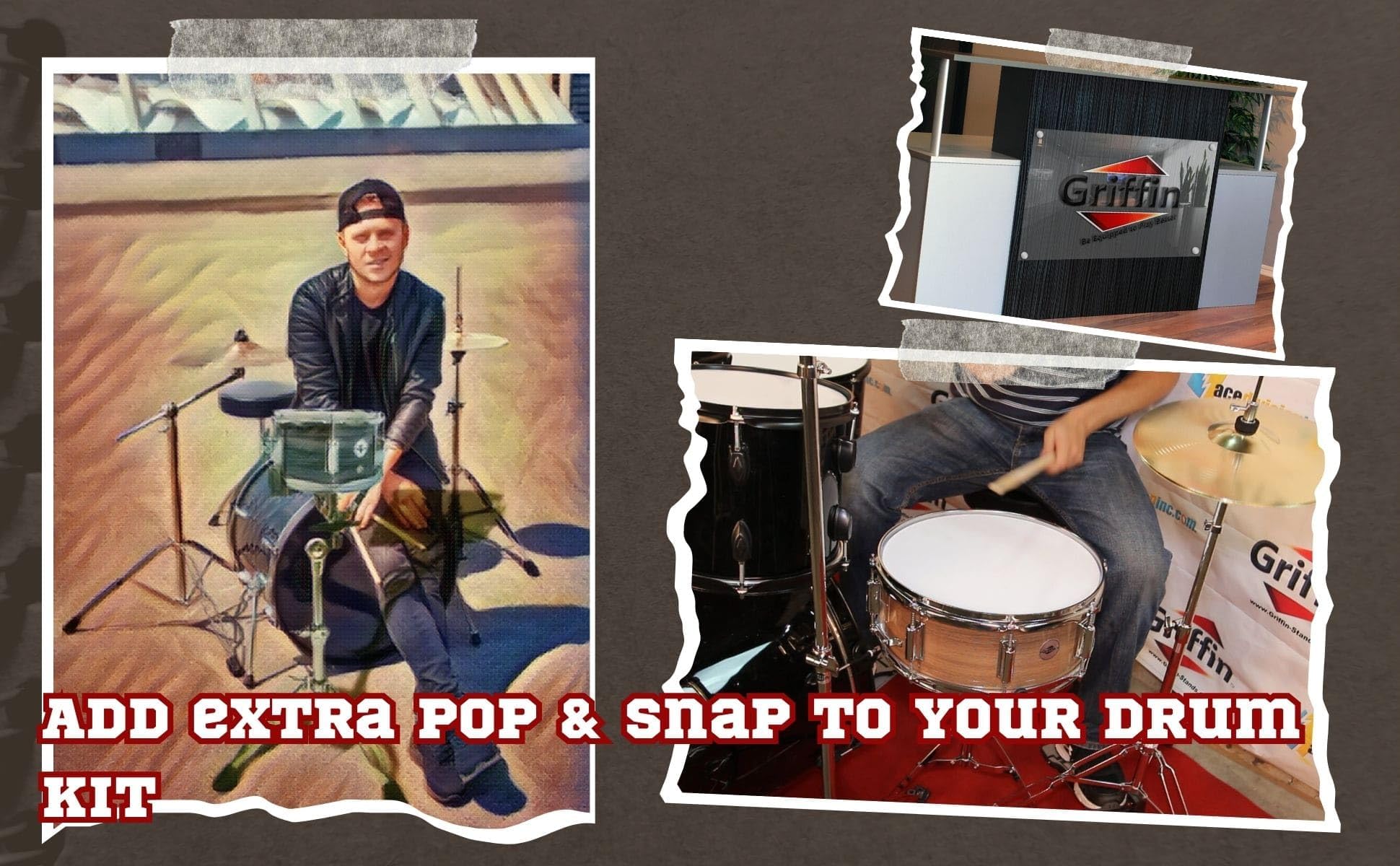Popcorn Snare Drum by GRIFFIN | Firecracker Acoustic 10" x 6" Poplar Shell with Zebra Wood PVC | Soprano Mini Concert Marching Percussion Musical Instrument with Snare Throw Off, Drummers Key & Head