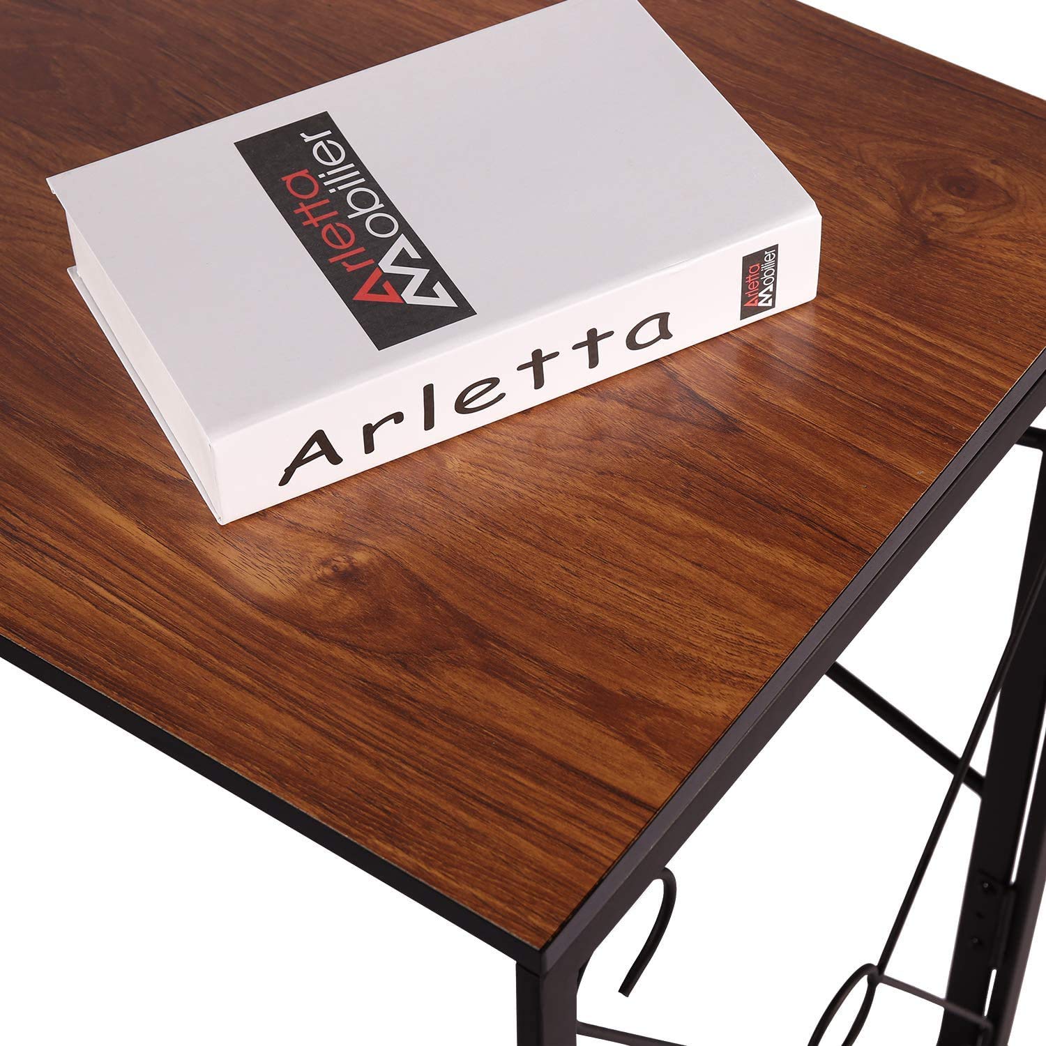 VECELO L Shaped Computer Corner Desk, 59ββx59ββ Large Industrial Home Office Workstation, Multi-Usage Long 2 Person Table, Easy Assembly/Saving Space, Steel Frame&Wooden Grain, Brown