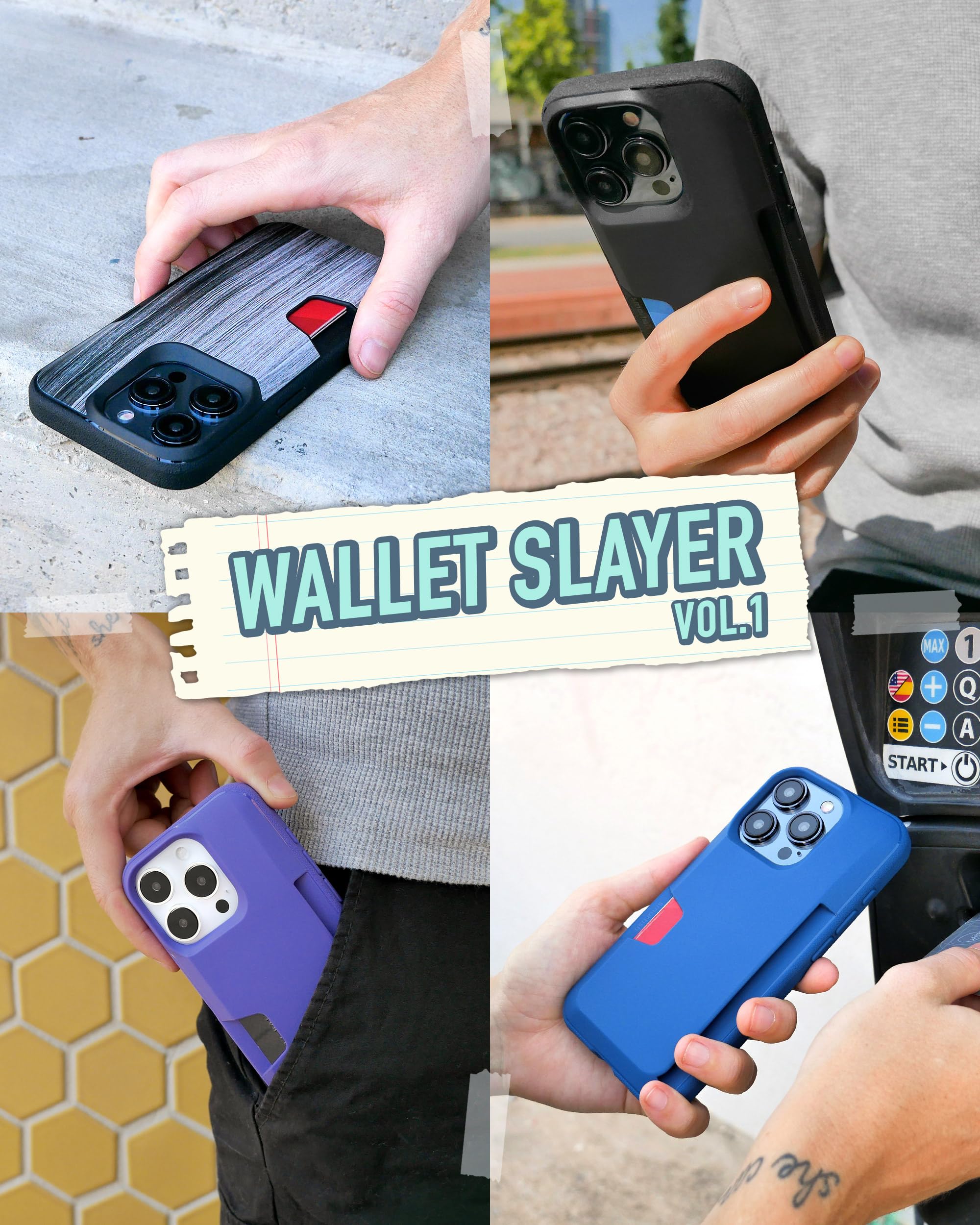 Smartish iPhone 15 Pro Wallet Case - Wallet Slayer Vol. 1 [Slim + Protective] Credit Card Holder - Drop Tested Hidden Card Slot Cover Compatible with Apple iPhone 15 Pro Case Wallet - Black Tie Affair