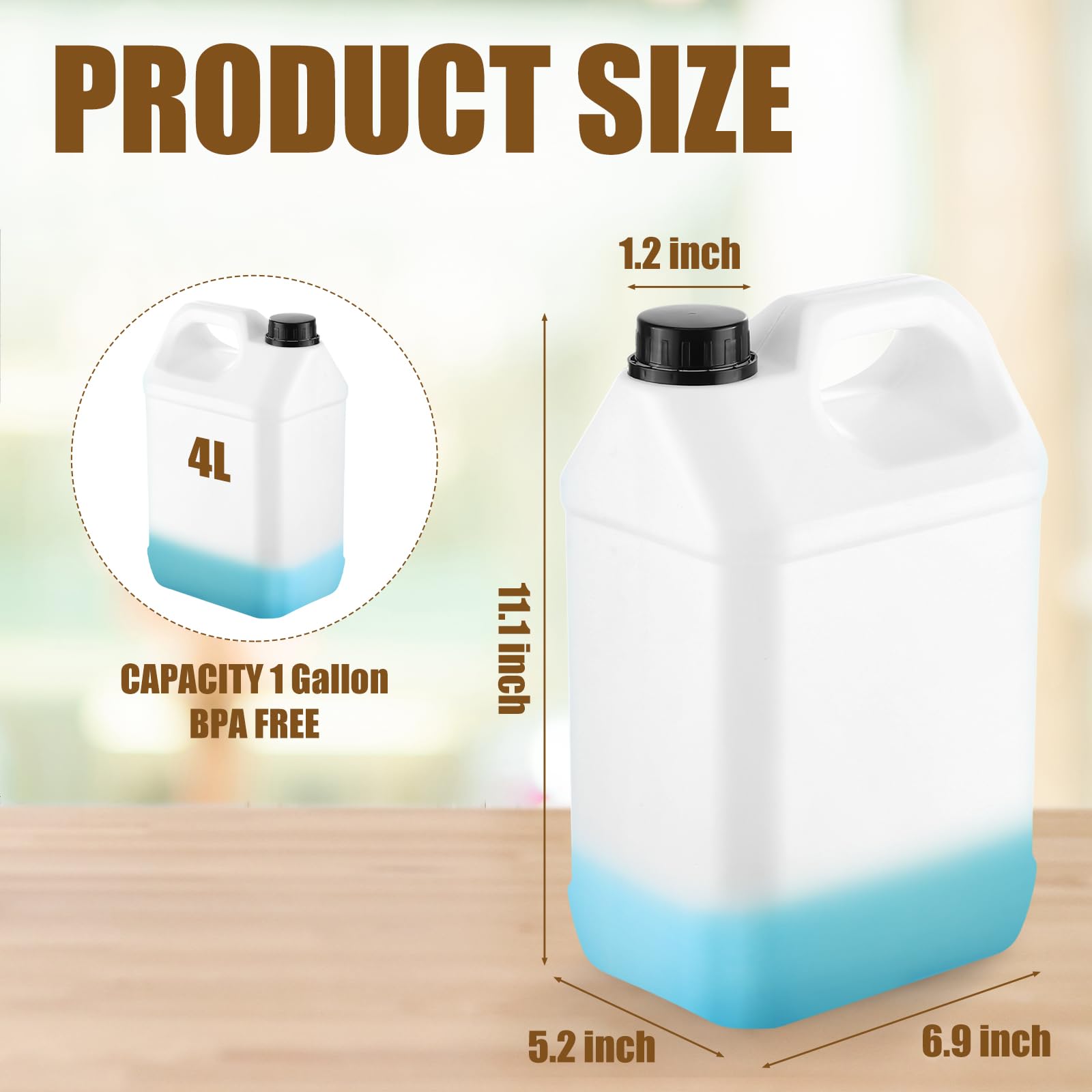 Skylety 8 Pack 1 Gallon Plastic Jug with Lid and Handle Storage Containers Jugs Empty Gallon Containers Commercial Plastic Jugs for Liquids Water Sauces Soaps Detergents