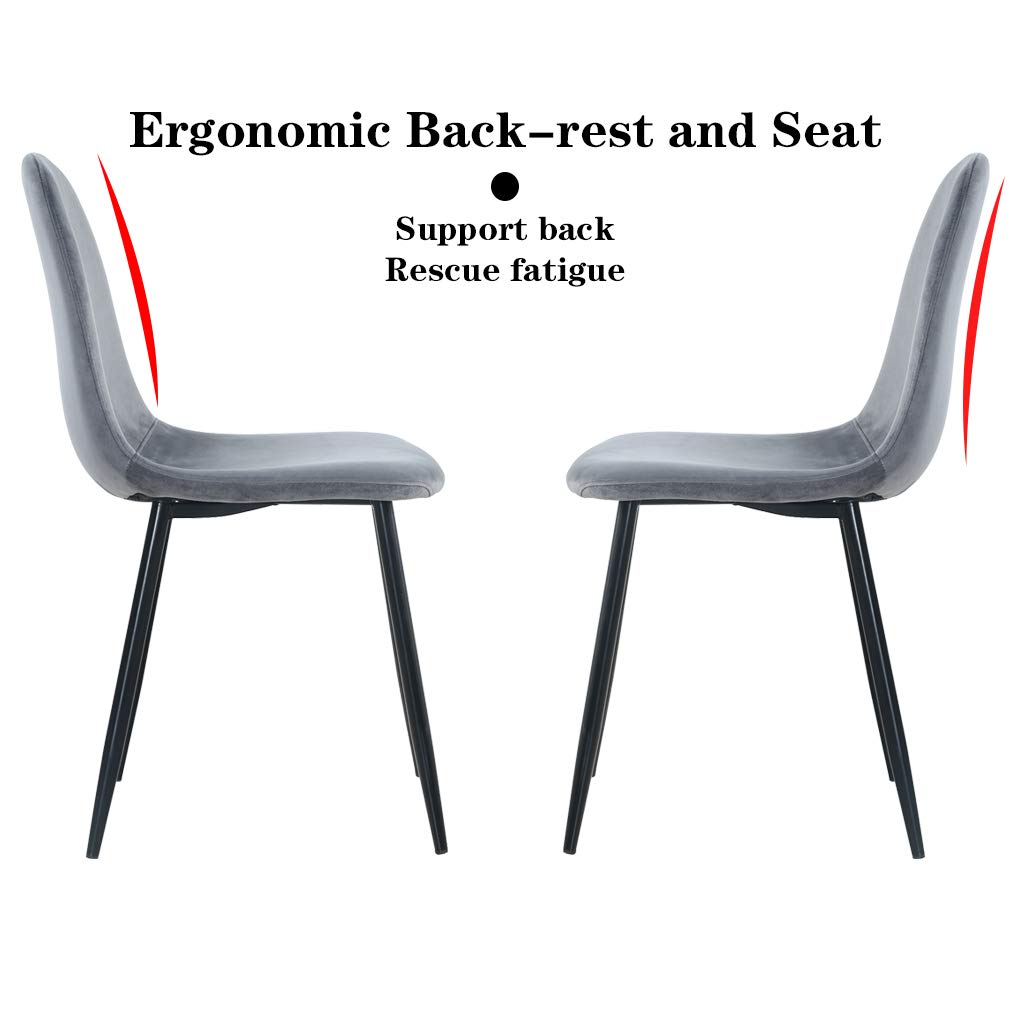WENYU Dining Chairs Set of 4, Modern Side Chairs Mid Century Dining Room Chairs Set Fabric Retro Accent Chairs for Home - Deep Grey