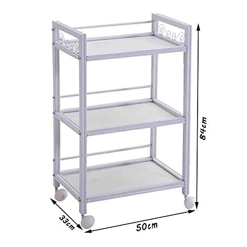 YGCBL Multifunction Portable Hand Trucks,Trolleyserving Trolley Cart MDF Steel Pipe Universal Wheel Groove Fall Prevention Beauty Salon, Load 50 Kg, 3 Colors,White