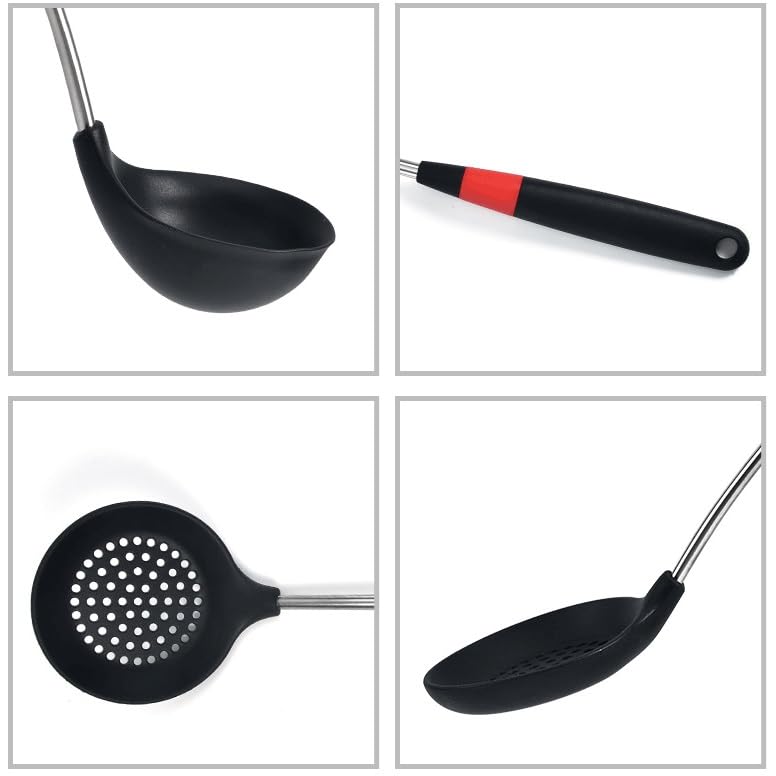 SLEEVY Heat Resistant Soup Spoon Brush Ladle Silicone Non Stick Spatula Spoon Kitchen Tools Cooking Utensil Set (Color : E, Size : 7 pieces)