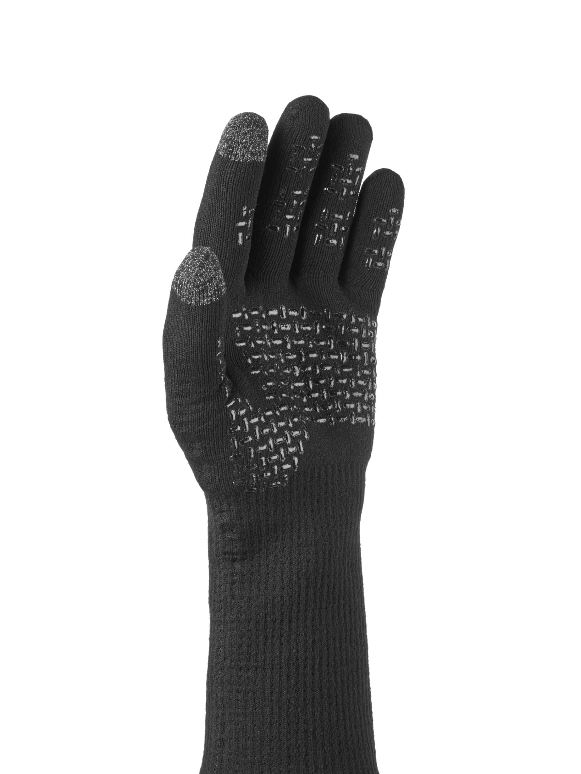 SEALSKINZ Unisex Waterproof All Weather Ultra Grip Knitted Gauntlet Glove, Black, Medium