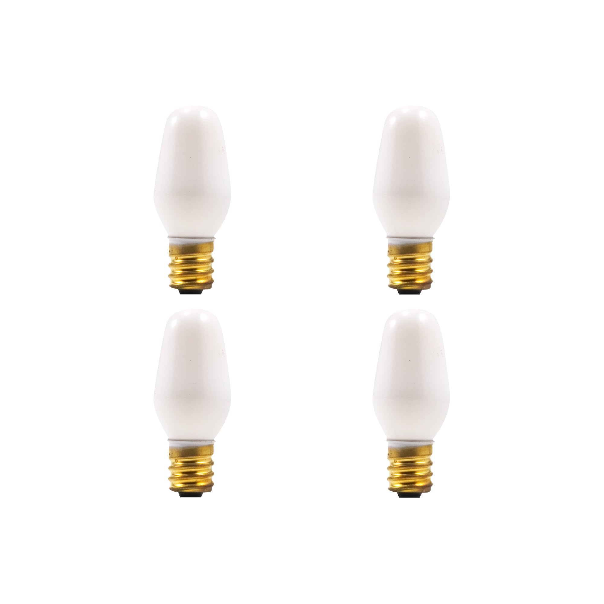 SYLVANIA Incandescent 7W C7 Nightlight Bulb, Dimmable, Candelabra Base, Frosted Finish, 2850K, Warm White - 4 Pack (13544)