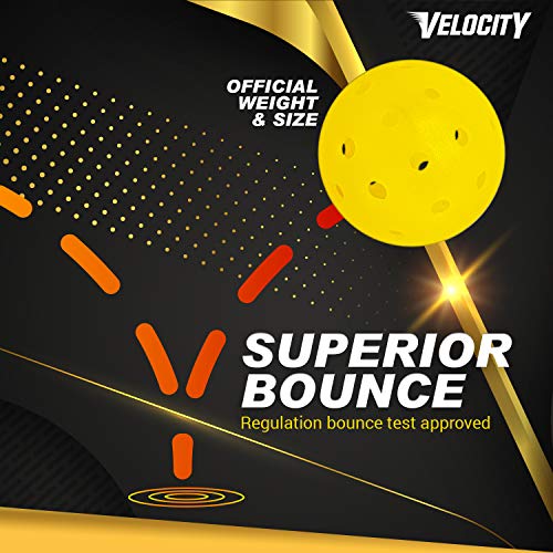 Velocity Premium Wood 2 Paddle + 4 Pickle Ball Set. Very Light, Responsive & Strong Easy to Hold & Comfortable.