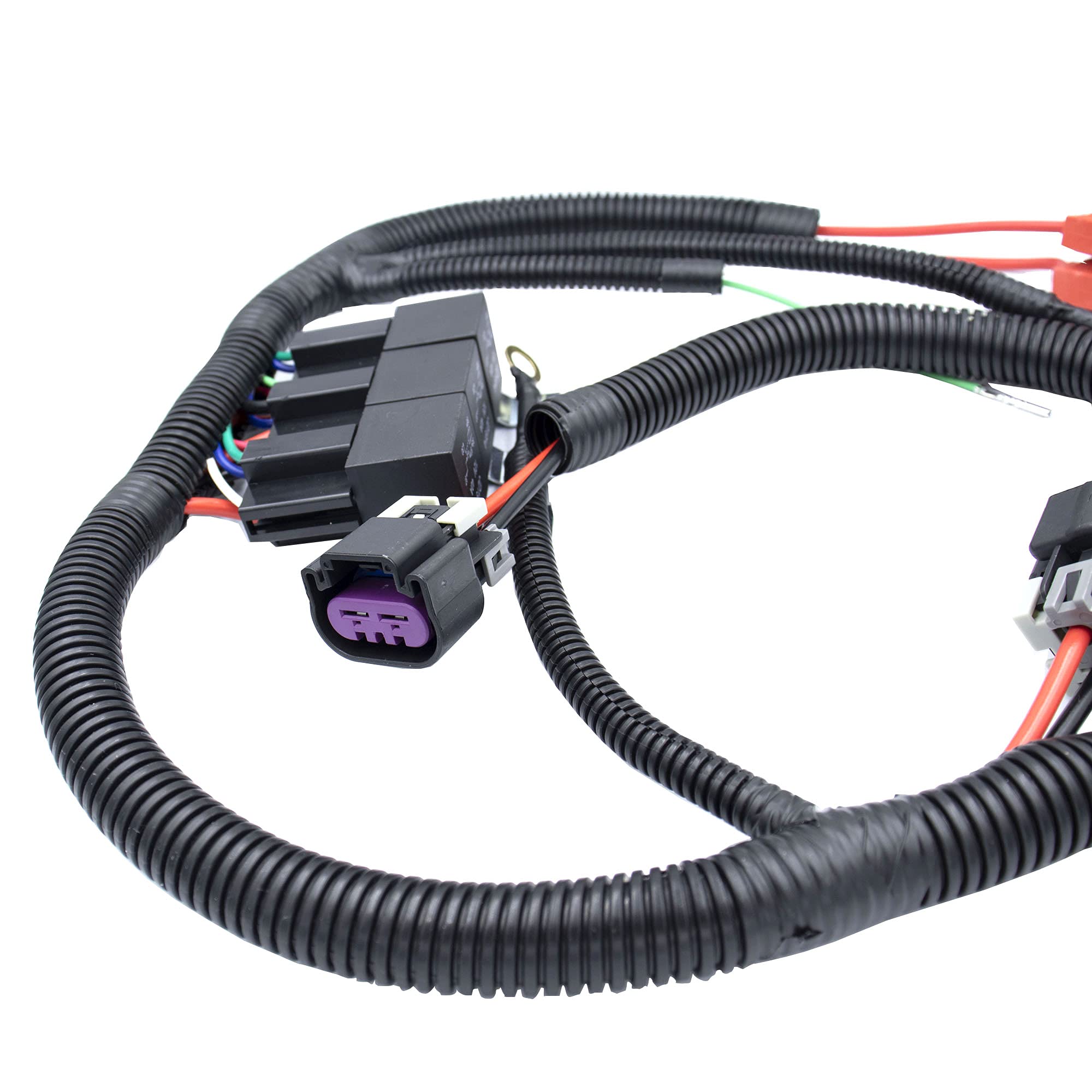 Woopeey Electric Dual Fan Upgrade Wiring Harness Fit for GM 1999β2006 ECU Control Electric Cooling Fan Wire Harness Kit Replace OE # 7L5533A226T
