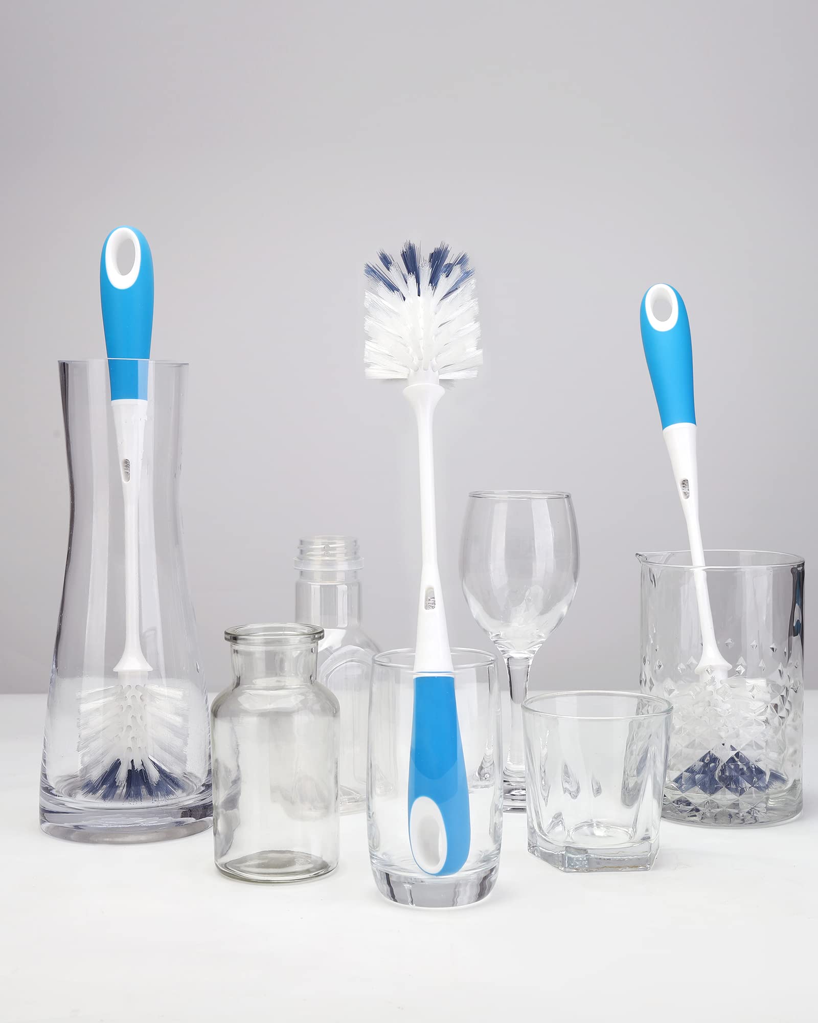 YeuDeuy Bottle Brush with Long Handle Water Bottle Cleaning Brush Durable Bristles for Water Bottles, Glasswares, Mugs, Baby Bottle, Blue 2pcs