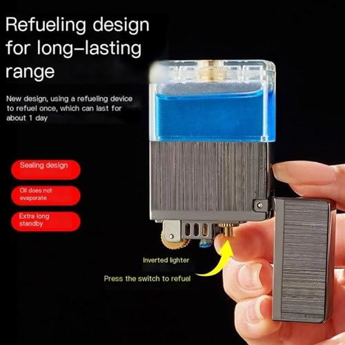 Retro Grinding Wheel Ignition Lighter Transparent Can Kerosene Lighter Metal Refillable Kerosene Lighter Classic Retro Big Steel Sound Candle Camping Kitchen Gift for Men (Color : C3)
